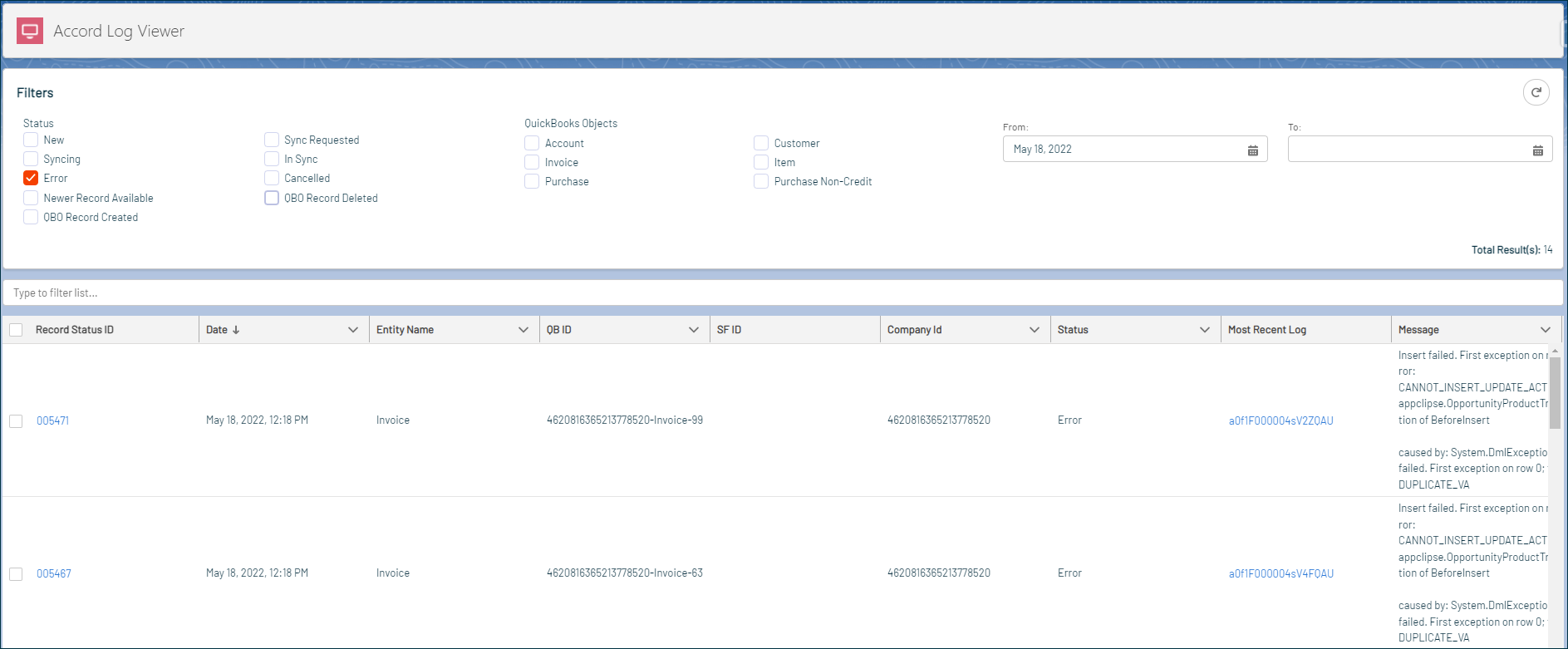 Accord Sync Logs - Accord Sync
